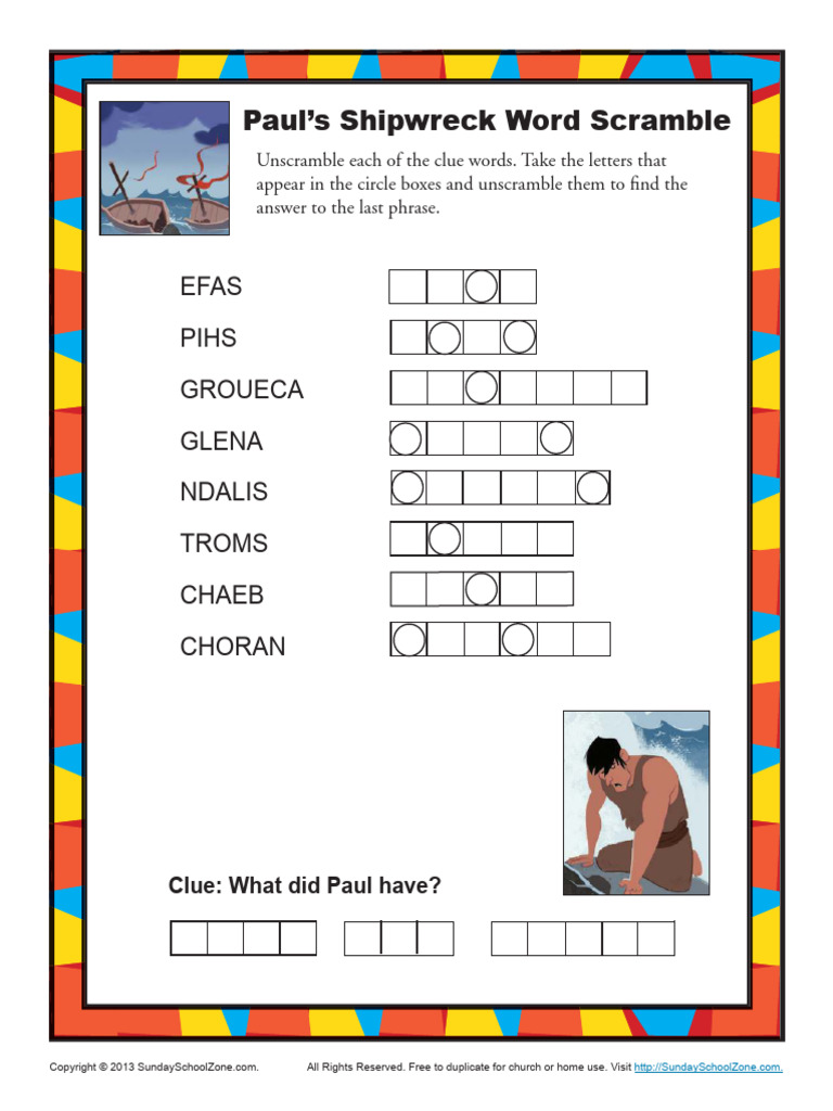 05 Pauls Shipwreck Word Scramble | PDF