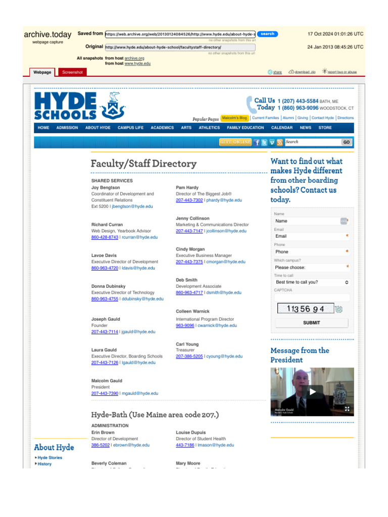 2013 Hyde School Faculty and Staff Directory | PDF | Science