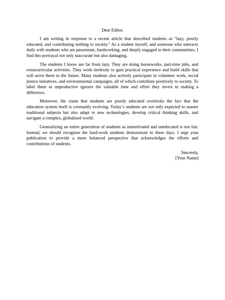 Dear Editor | PDF | Career & Growth