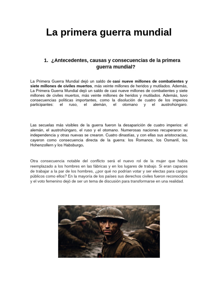 La Primera Guerra Mundial | PDF | Primera Guerra Mundial | Austria Hungría
