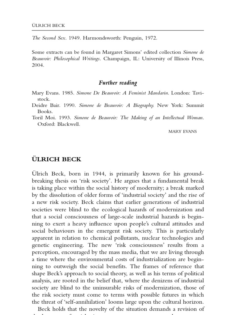 50KCS - Ulrich Beck | PDF | Sociology | Sociological Theories
