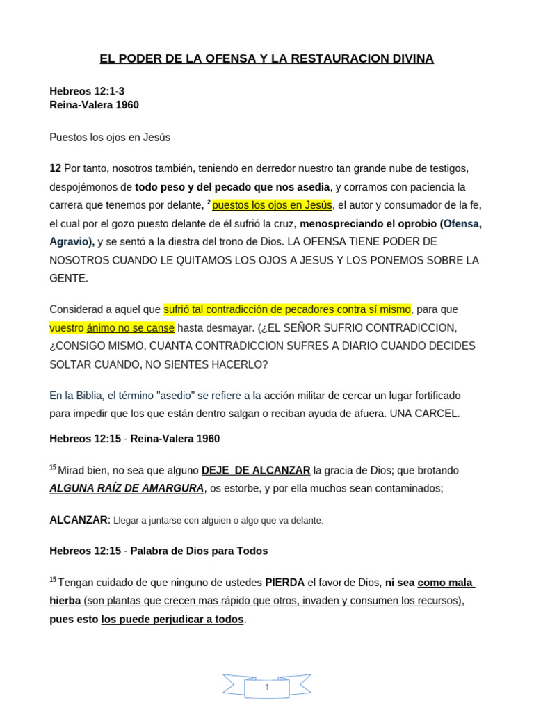 El Poder de La Ofensa y La Restauracion Divina | PDF | Perdón | Pecado