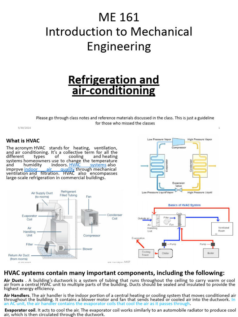 Lec 4 ME161 - 2022 Ref and Airconditining - Autosaved | PDF | Air ...