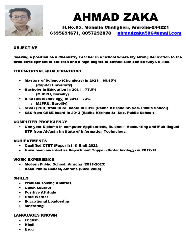 Ahmad Zaka Resume | PDF