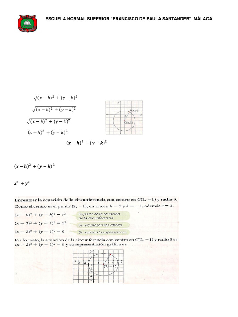 2 Matem Circunferencia 10 4P 2024 | PDF | Ecuaciones | Objetos matemáticos