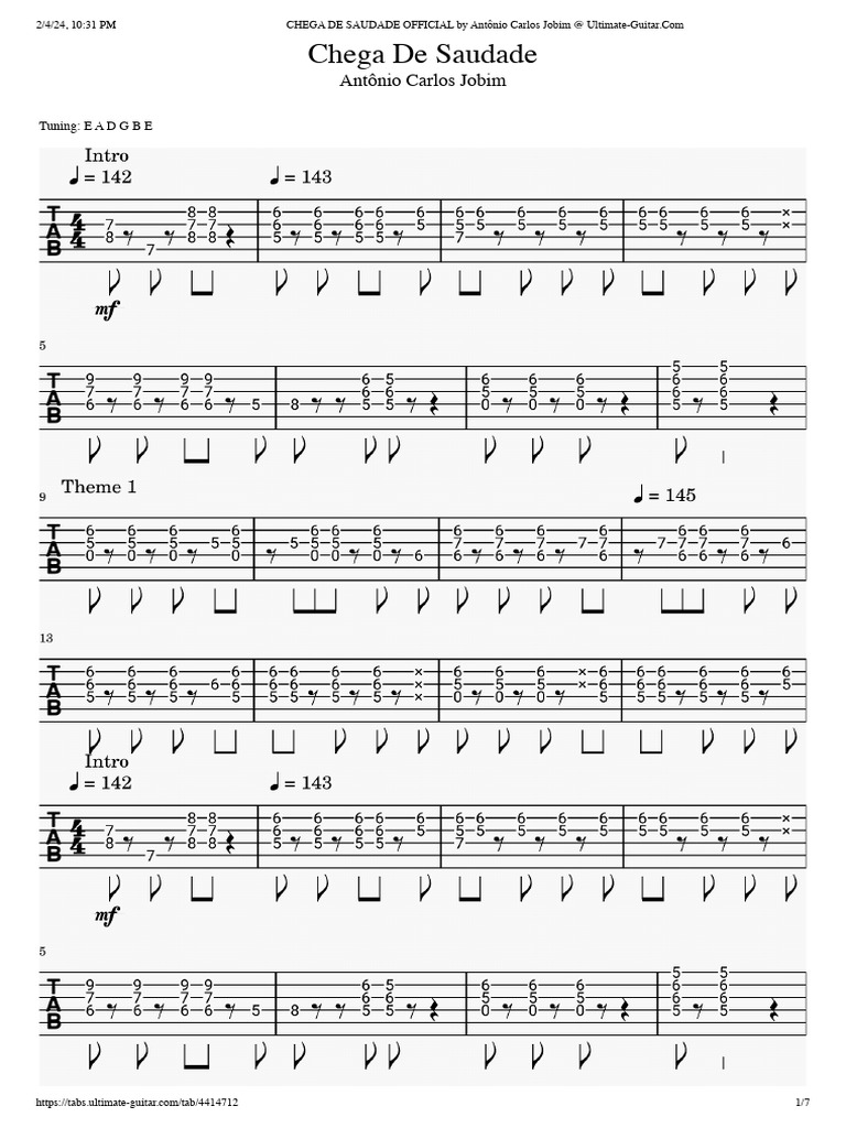 CHEGA DE SAUDADE OFFICIAL by Antônio Carlos Jobim @ | PDF