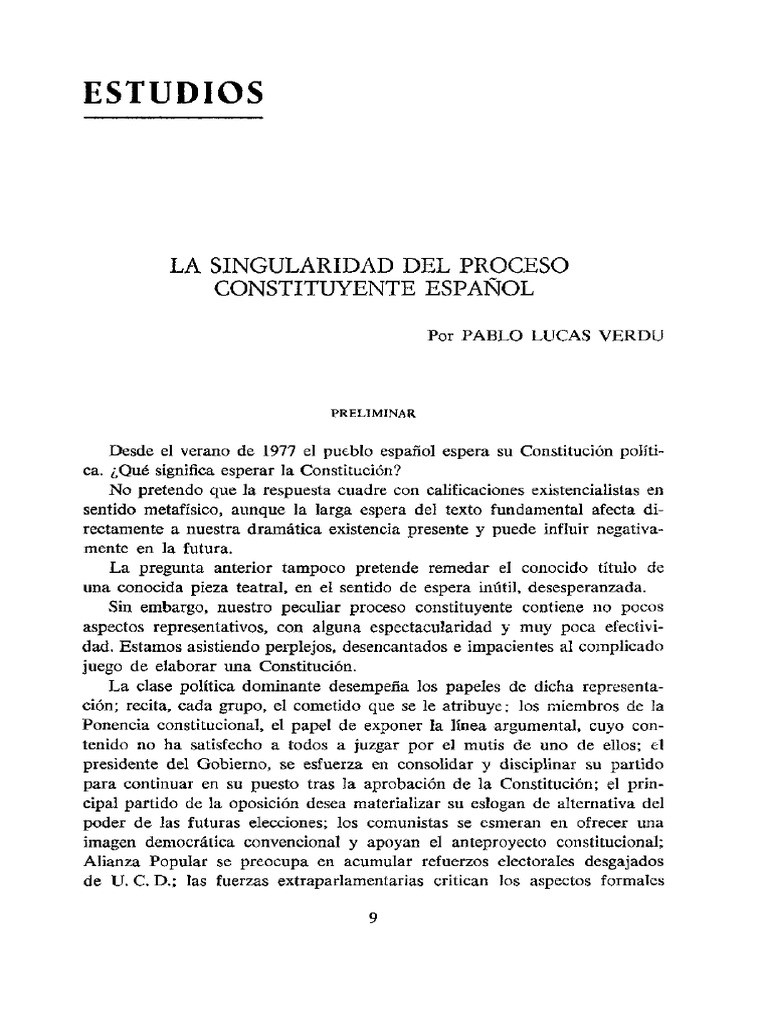 La Singularidad Del Proceso Constituyente Espanol | PDF | Constitución ...