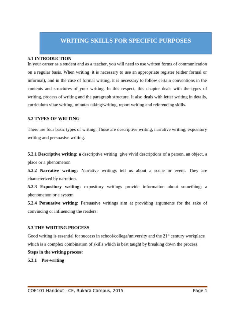 Writing For Specific Purposes | PDF | Language Arts & Discipline