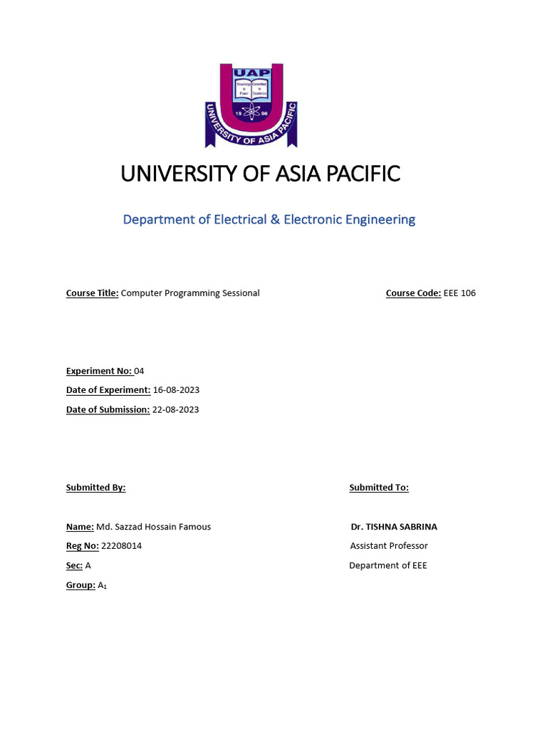 Sazzad Hossain Famous Lab Task 04 | PDF