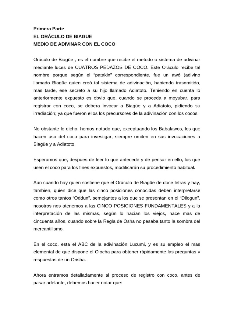Medio de Adivinar Con El Coco | PDF | Santeria | Religión étnica