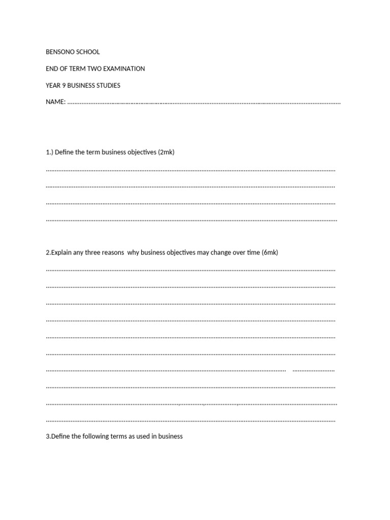 YEAR_9_BUSINESS[1] | PDF | Business | Gender