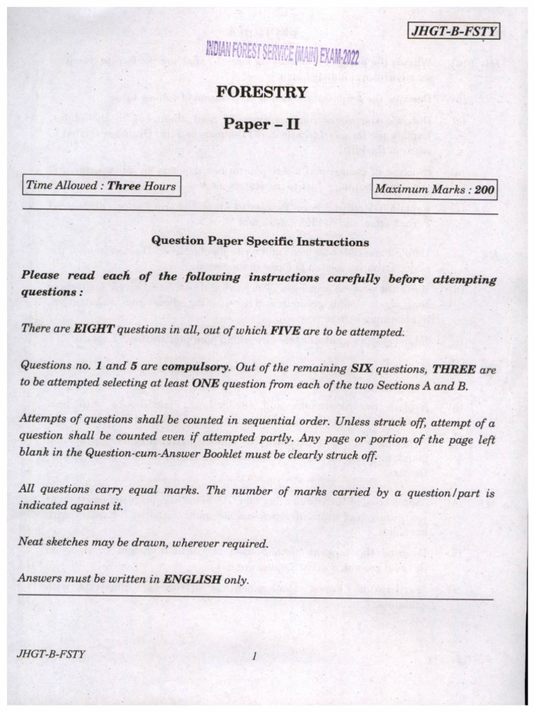 QP Ifsm 22 281122 Forestry Paper II | PDF