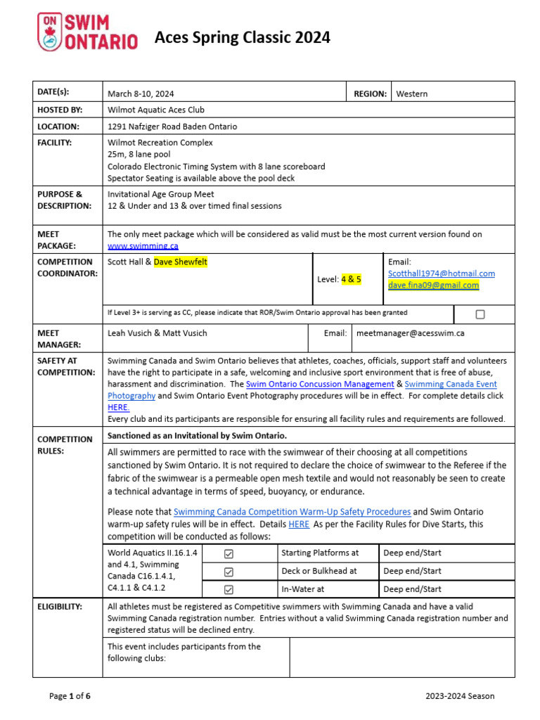 Aces Spring Classic 2024 03062024 | PDF | Swimming (Sport) | Swimming