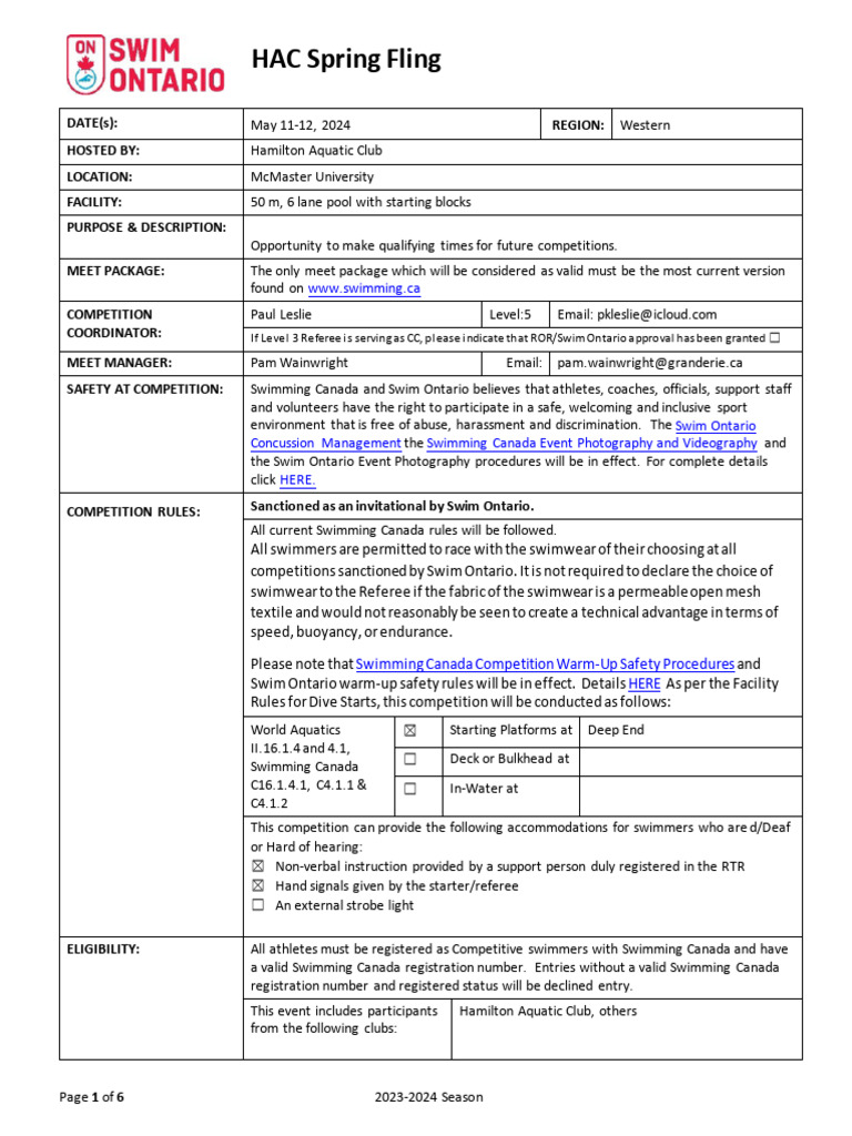 HAC Spring Fling 05072024 | PDF | Swimming (Sport) | Swimming