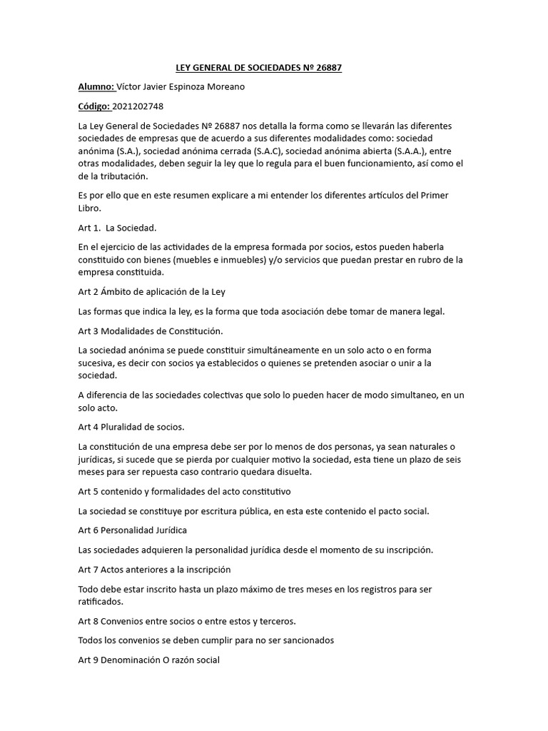 Ley General de Sociedades #26887 PDF | PDF | Sociedad de responsabilidad limitada | Justicia