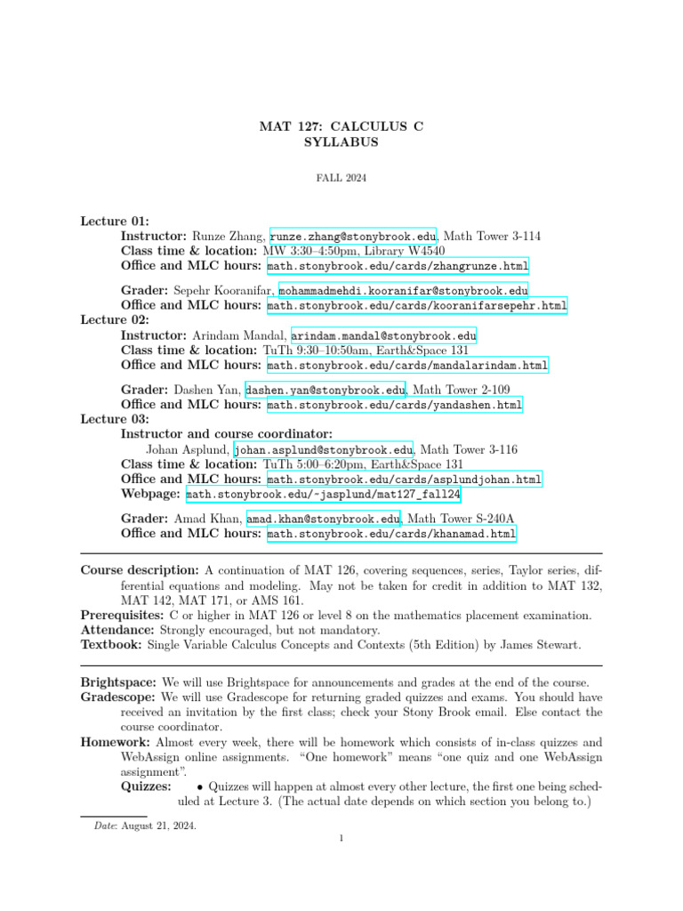 MAT 127 - Syllabus | PDF | Power Series | Series (Mathematics)