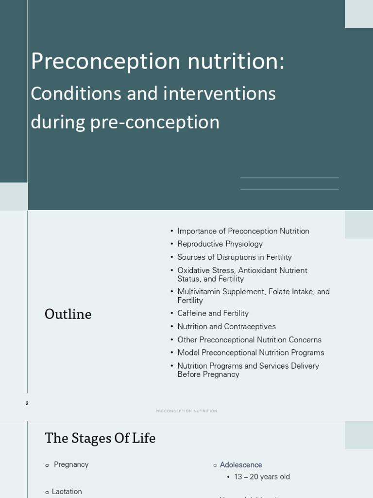 Chapter 1 Preconception Nutrition | PDF | Reproductive System | Fertility