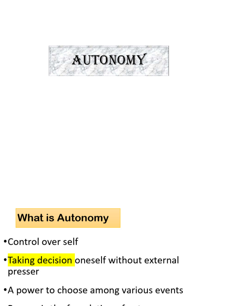 Autonomy | PDF