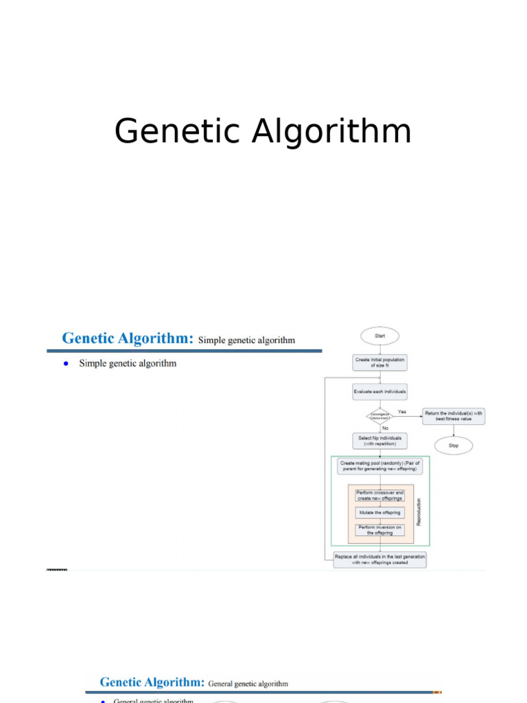 Genetic Algorithm | PDF | Technology & Engineering Genetic Algorithm | PDF | Technology & Engineering