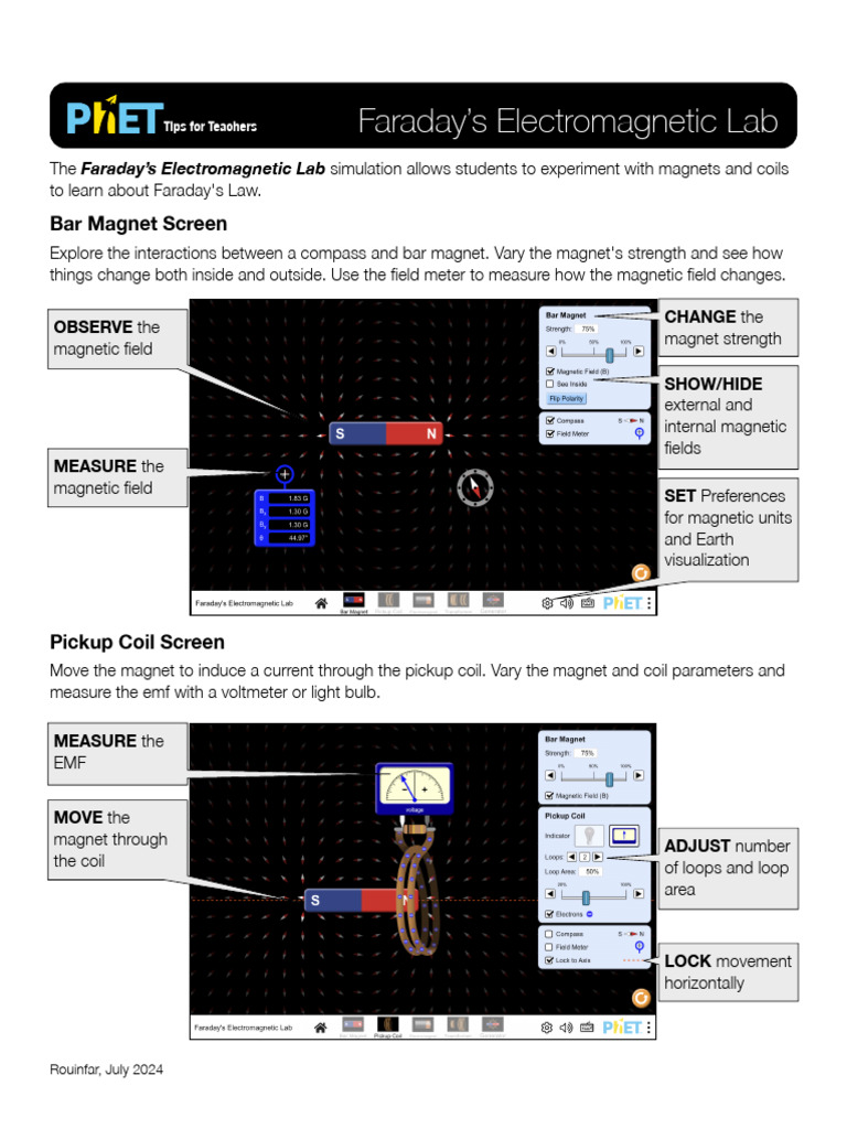 Faradays Electromagnetic Lab HTML Guide en | PDF | Inductor | Magnet