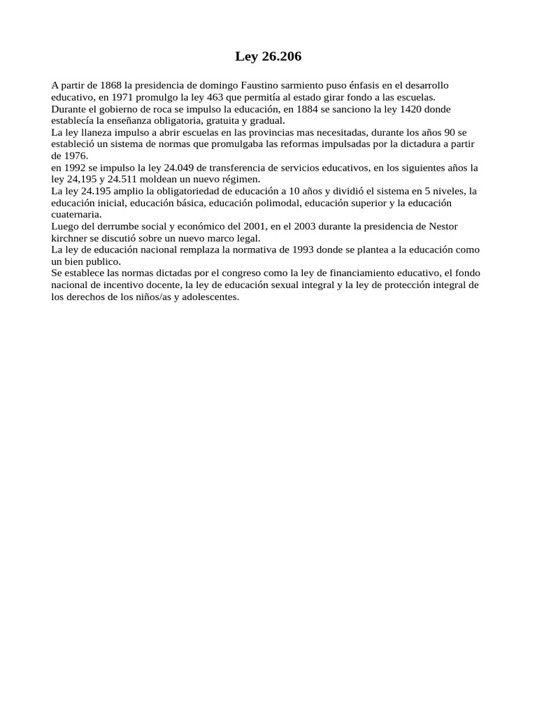 Ley 26.206 | PDF
