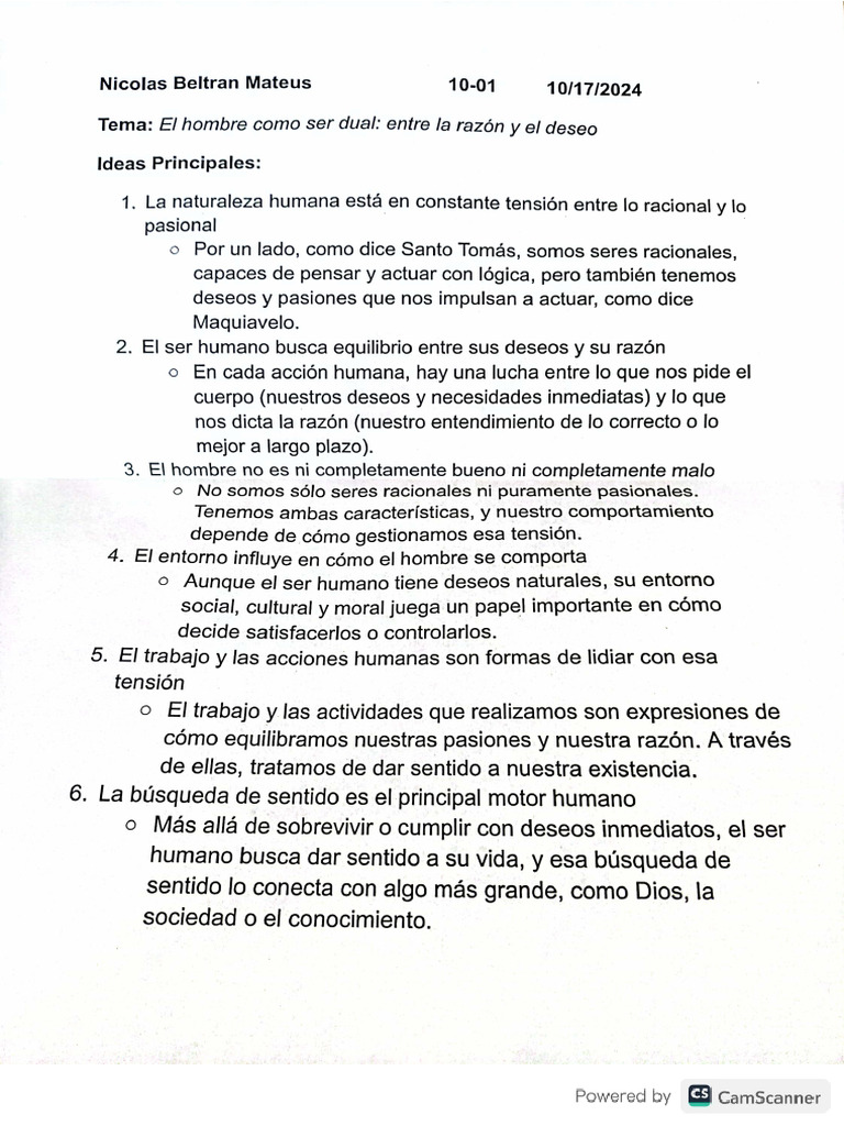 Nicolás Beltrán Mateus (Teoría Ideas Principales) | PDF
