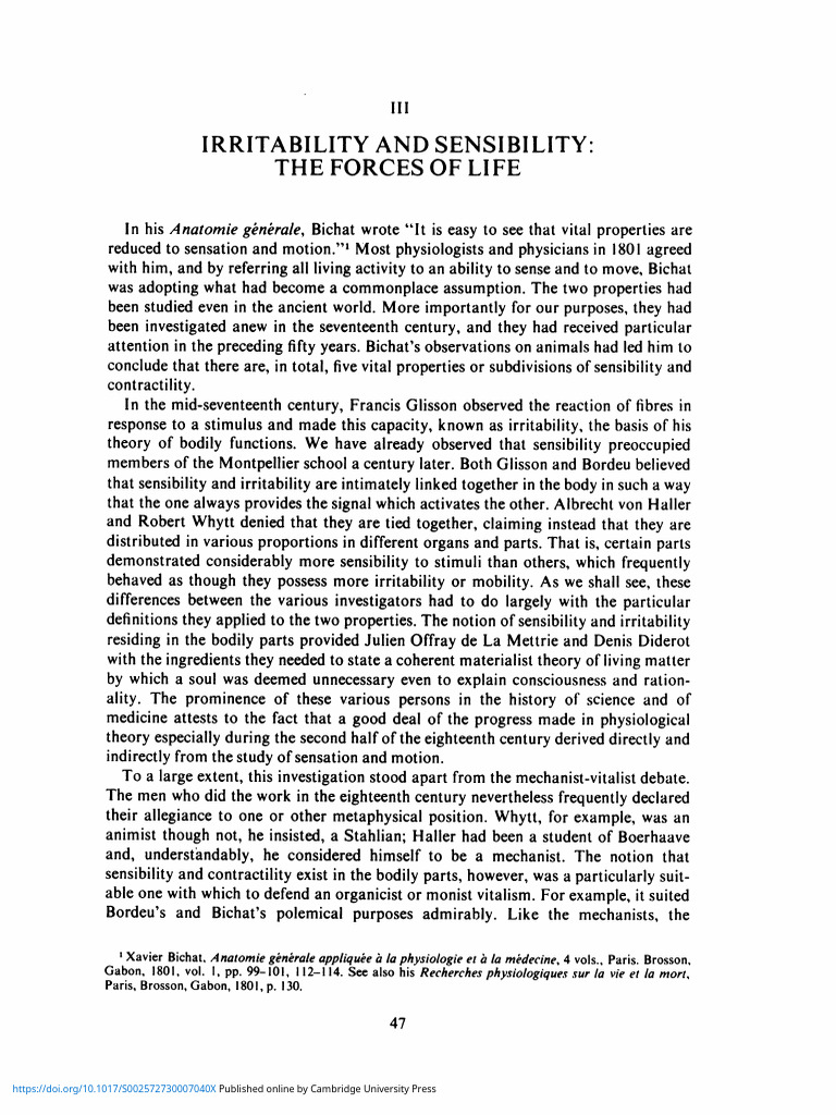 Irritability and Sensibility | PDF