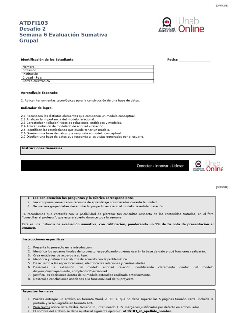 Atdfi103 s6 Entregable | PDF | Bases de datos | Evaluación