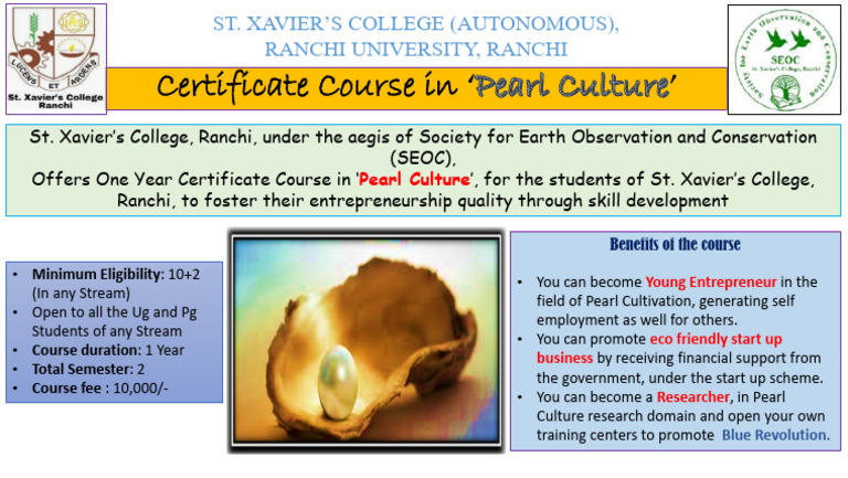 Certificate Course in Pearl Culture | PDF | Business