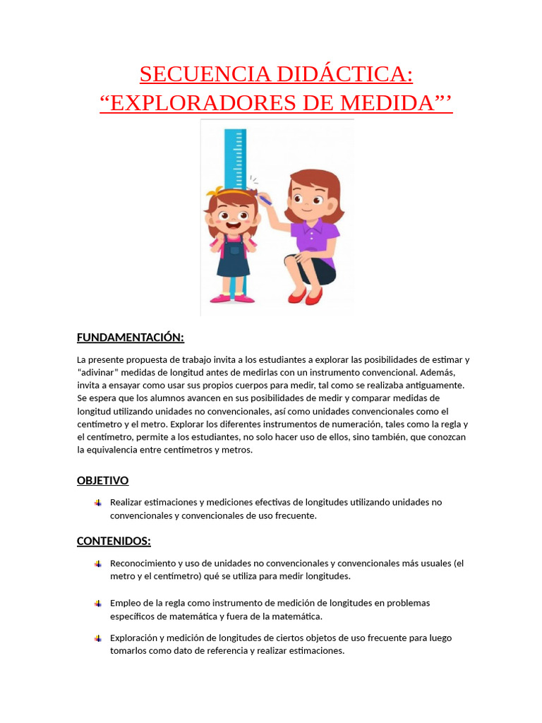 SECUENCIA DIDACTICA Medidas | PDF | Medición | Longitud