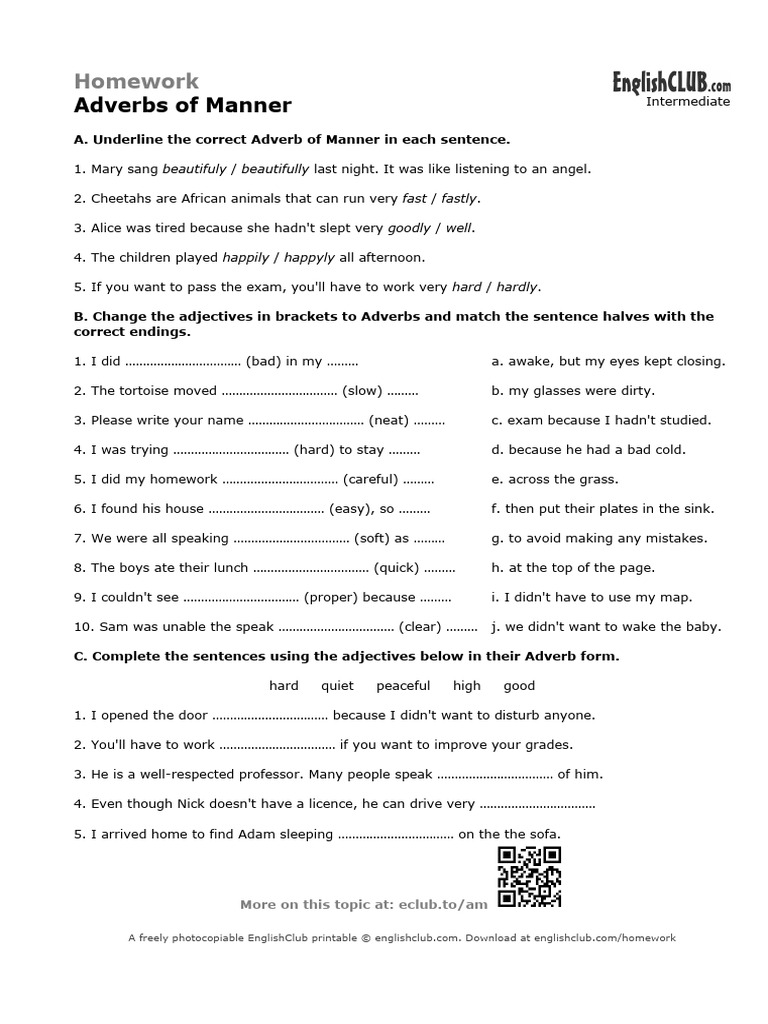 Adverbs Manner | PDF | Adverb