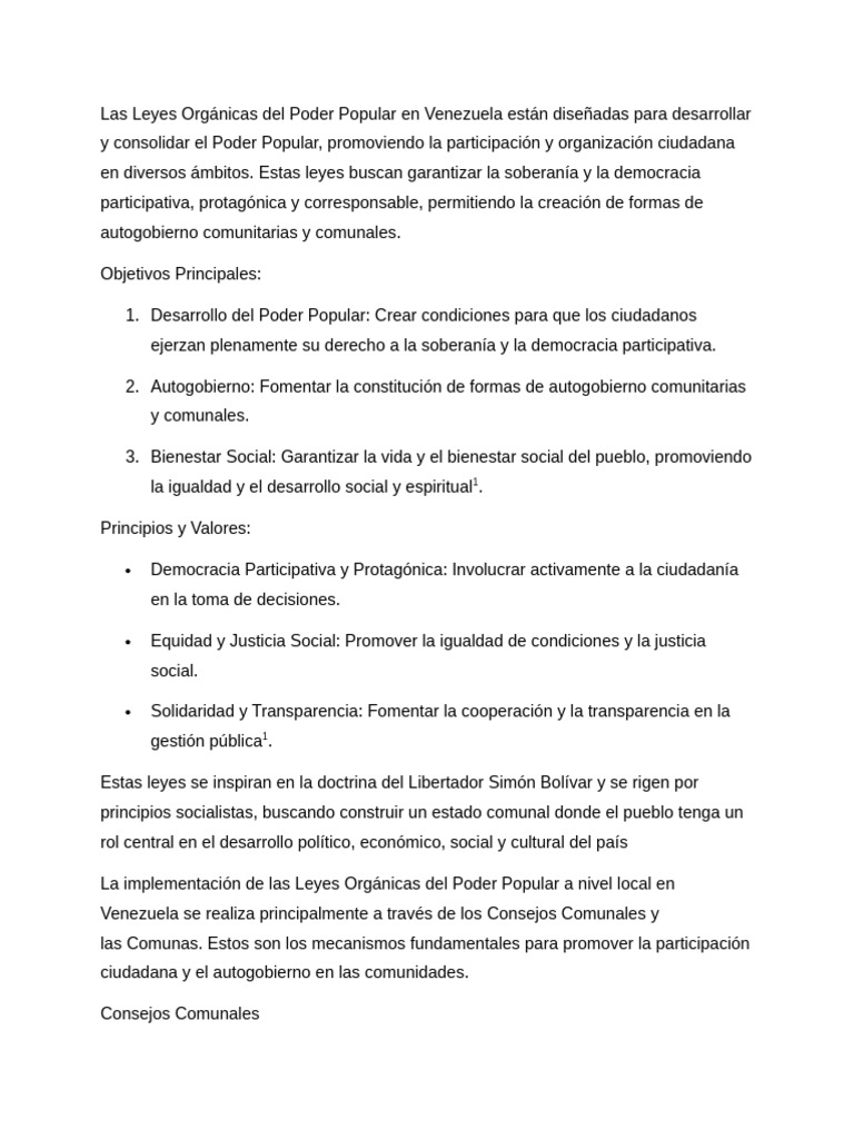 Marco Juridico - Leyes Organicas Del Poder Popular en Venezuela | PDF ...
