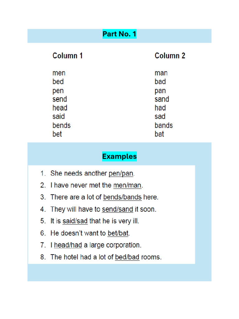 Minimal Pairs SV | PDF | Technology & Engineering