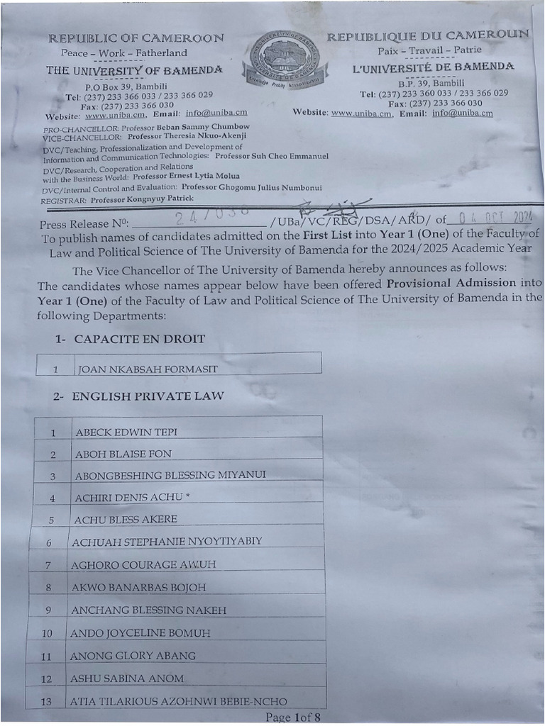 FLPS First Admission List | PDF