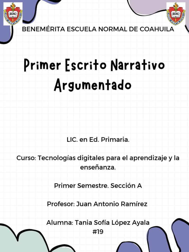 Primer Escrito Narrativo Argumentado. | PDF | Aprendizaje | Enseñando