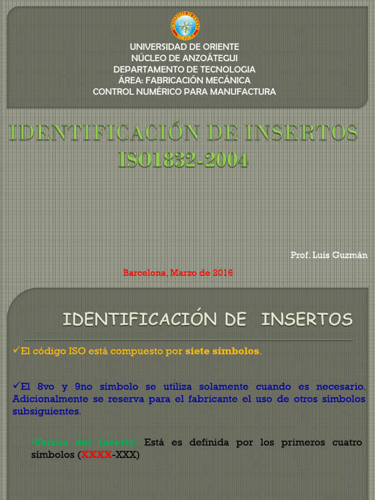 Guía de Códigos ISO para Insertos | PDF