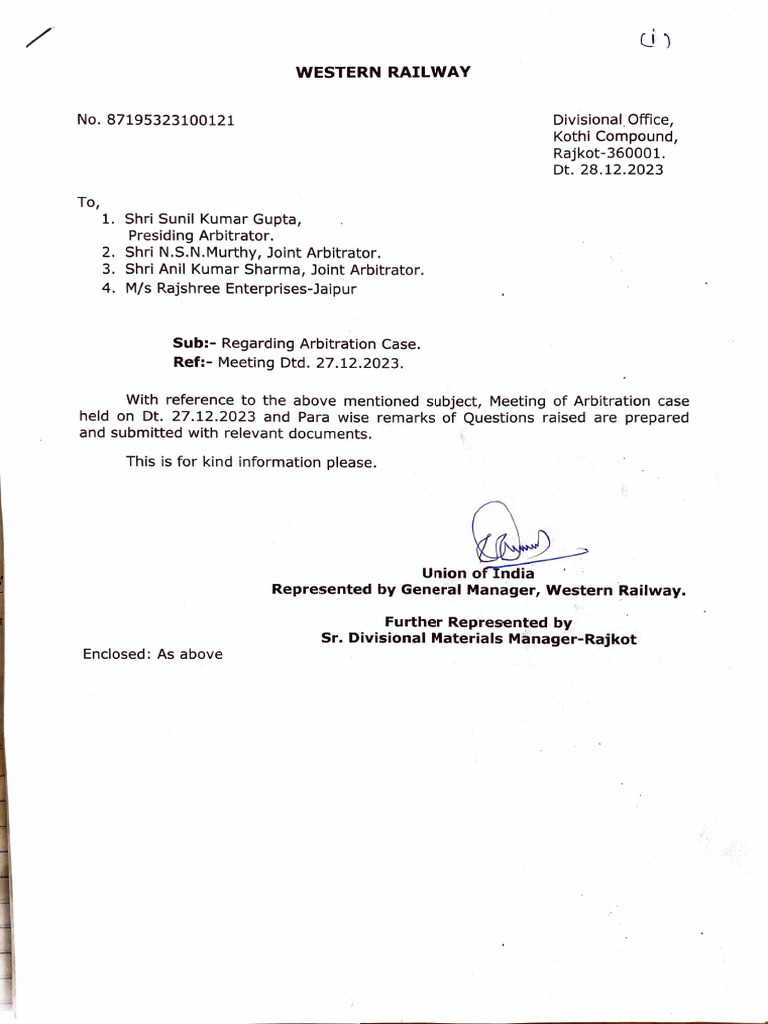 Divisional Office, Kothi Compound,: Rajkot-360001 | PDF | Civil Law ...