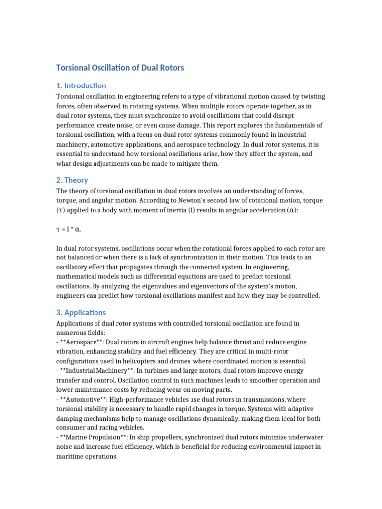 Torsional Oscillation in Dual Rotors | PDF | Neural Oscillation ...