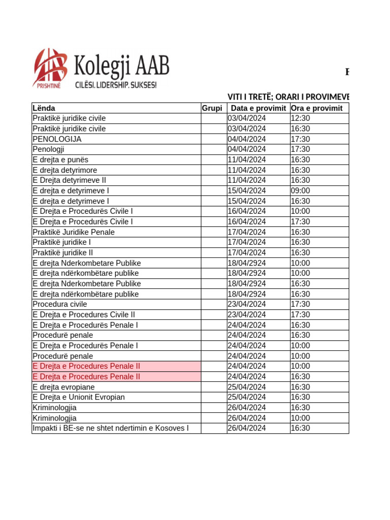 Provimet Prishtine Juridik 49 Viti III 1711185665 | PDF