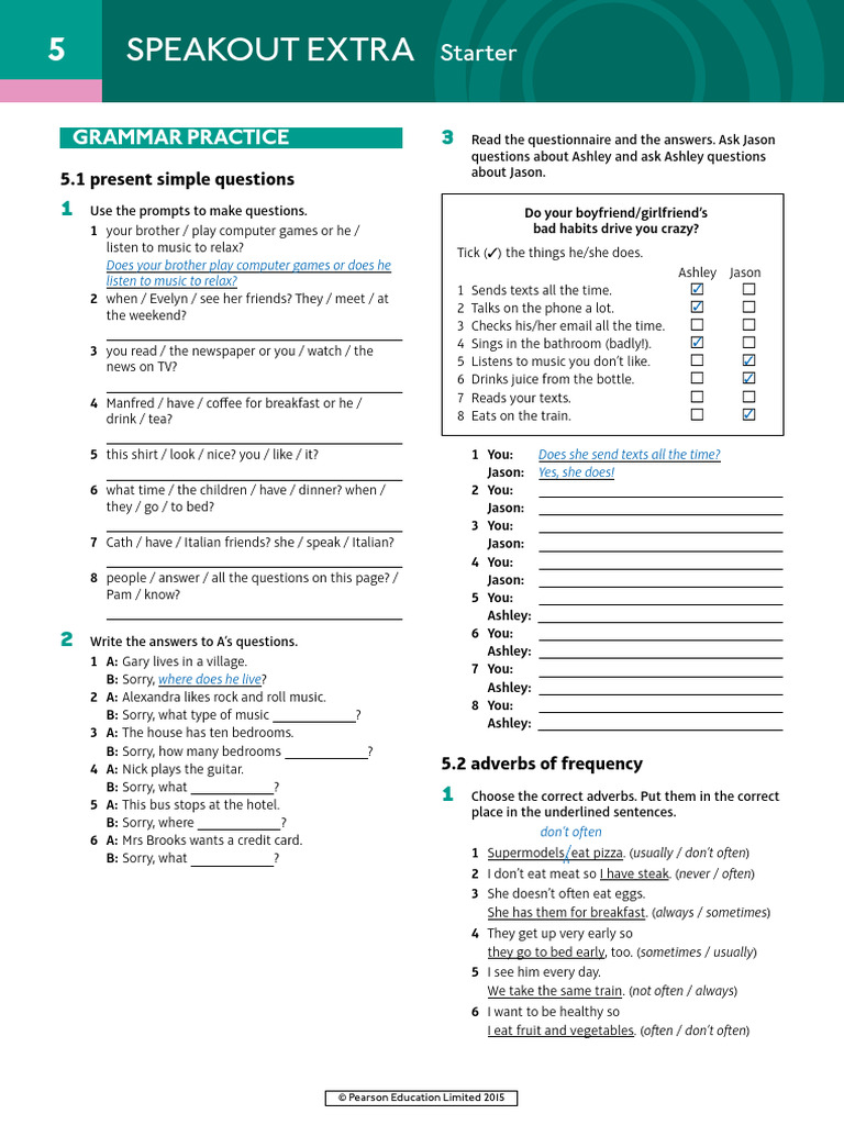 Unit 5 Starter Grammar 2 | PDF