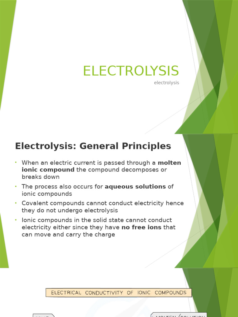 Electrolysis | PDF | Ion | Anode