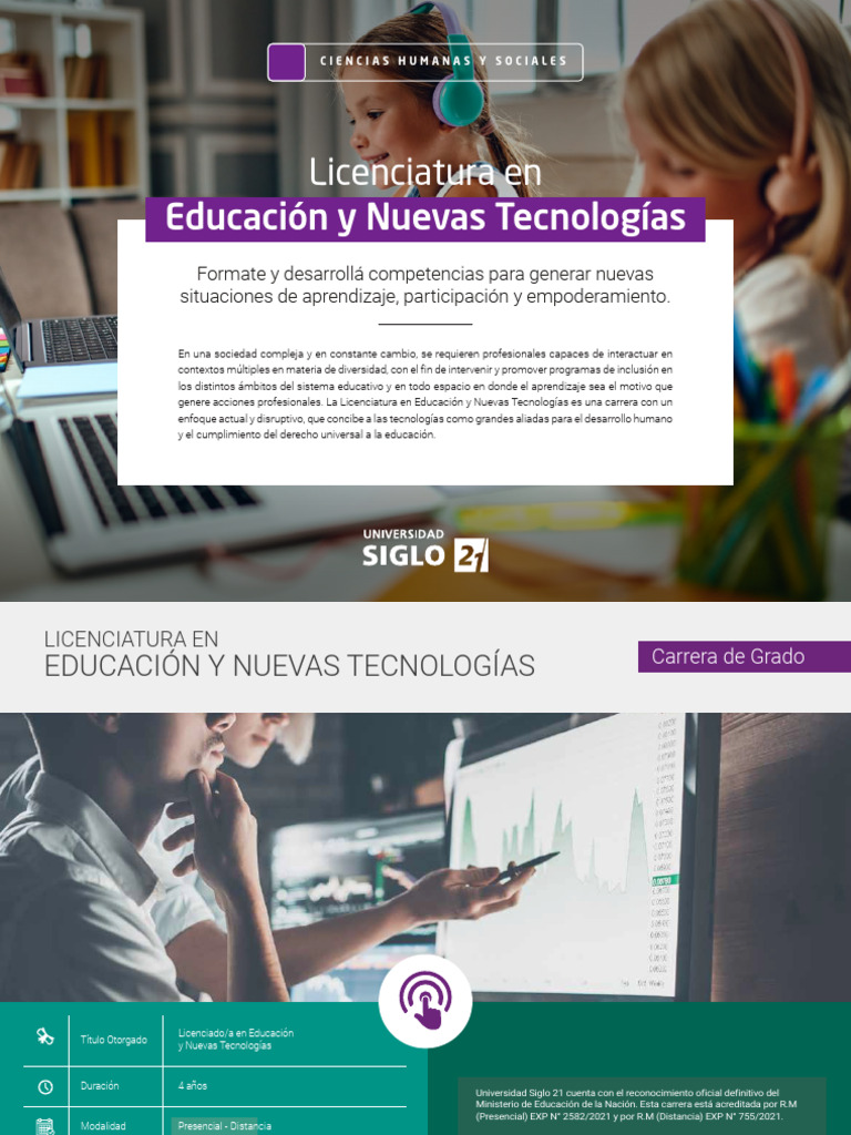 Brochure Lic - en Educacion y Nuevas Tecnologias | PDF | Enseñando | Tecnología de información y ...