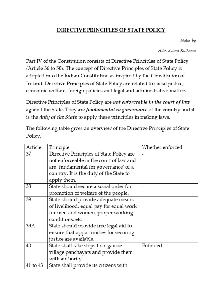 Overview of Directive Principles in India | PDF | Government ...