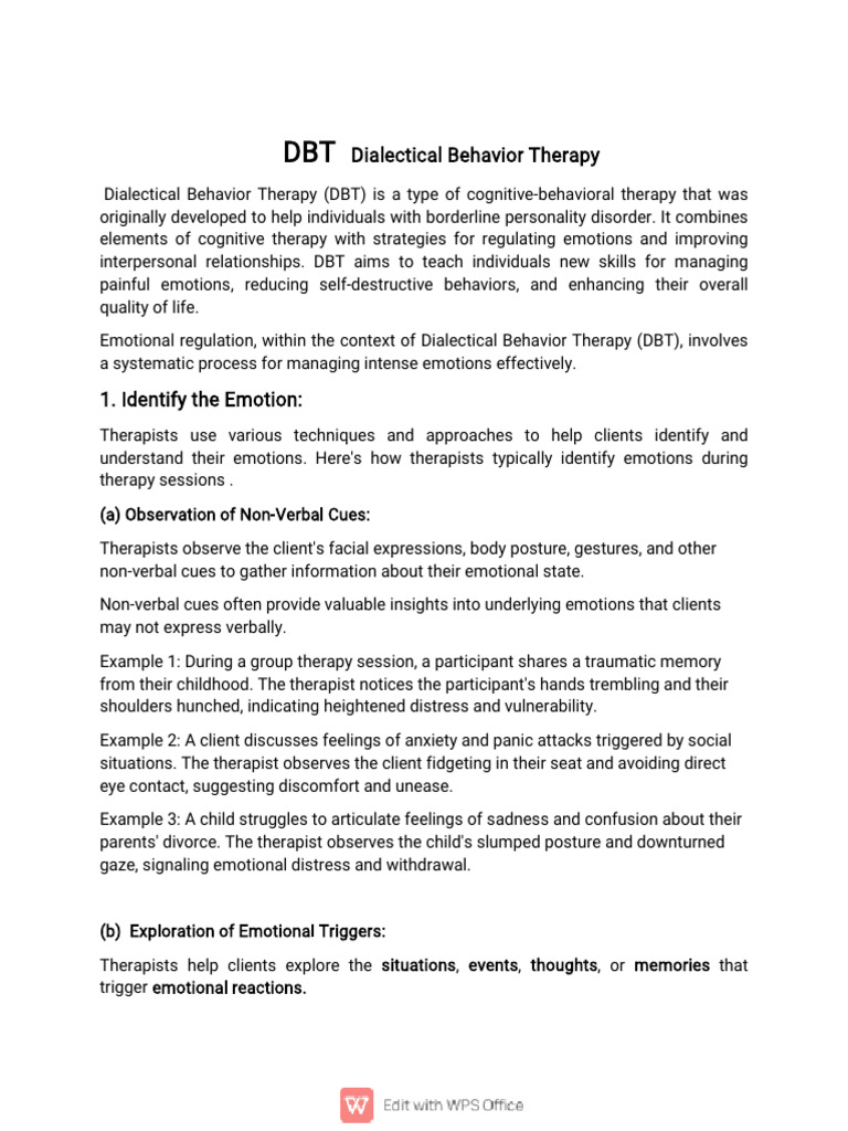 Dialectical Behavior Therapy | PDF | Dialectical Behavior Therapy ...