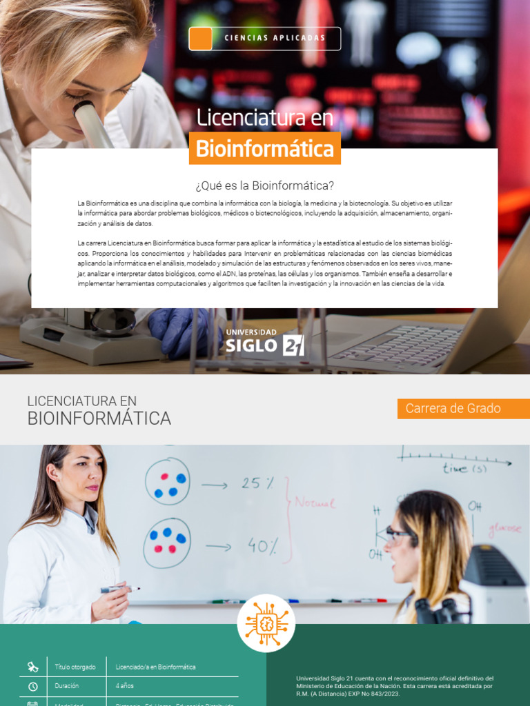 Licenciatura en Bioinformatica Siglo 21 | PDF | Bioinformática | Biotecnología