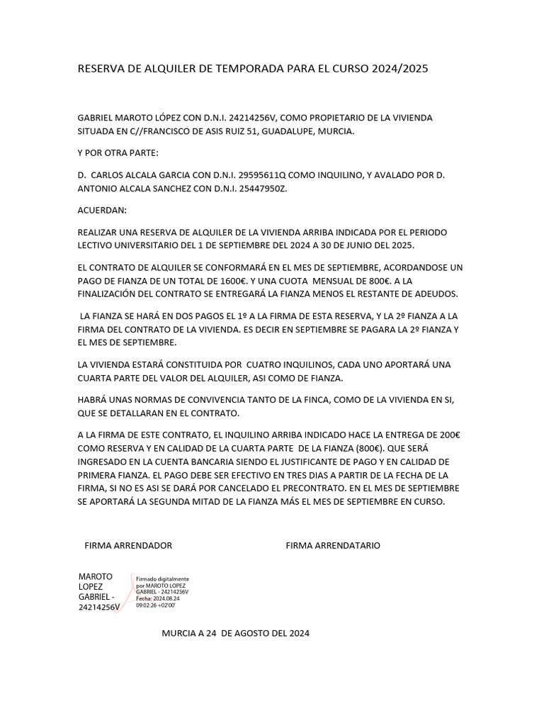 Reserva de Carlos Alcala | PDF | Negocios | Derecho