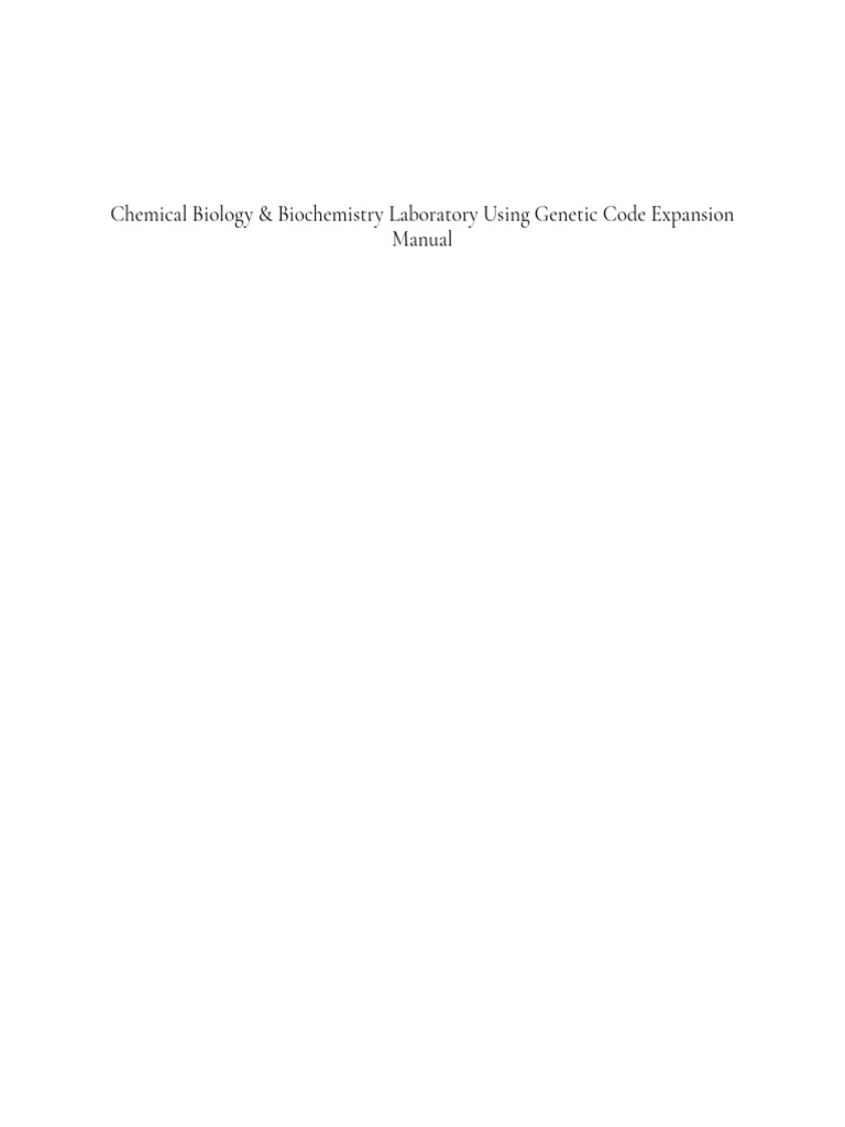 Chemical Biology Amp Biochemistry Laboratory Using Genetic Code ...