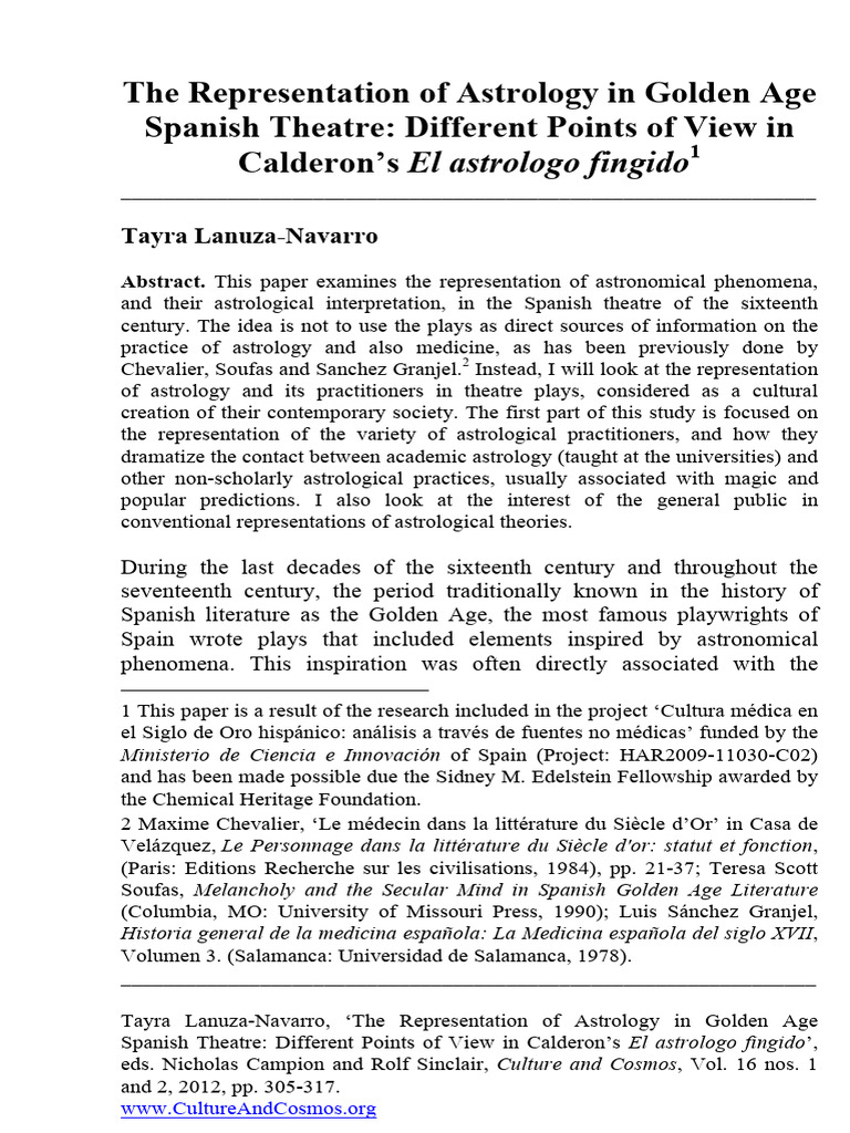 The Representation of Astrology in Golden Age Spanish Theatre - in 16th ...