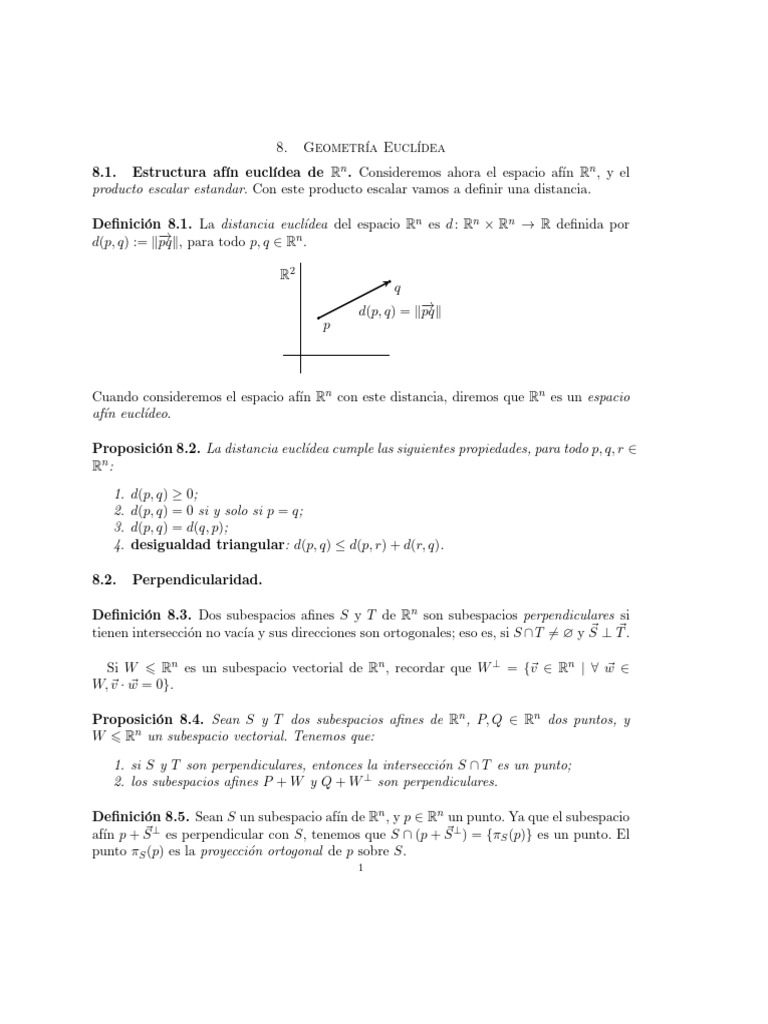 Fundamentos de Geometría Euclídea | PDF | Ortogonalidad | Subespacio lineal