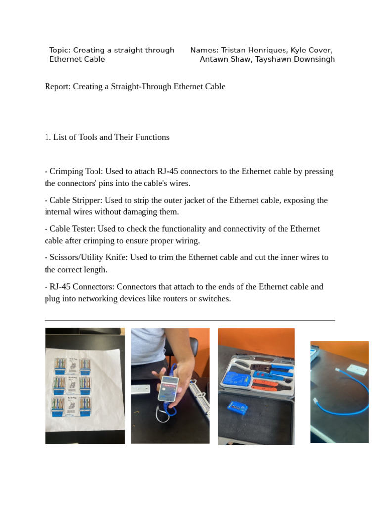 Tristan'S Straight Through Enthernet Cable | PDF | Electrical Connector ...